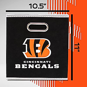 Franklin Sports NFL Cincinnati Bengals Collapsible Storage Bin - NFL Folding Cube Storage Container - Fits Bin Organizers - Fabric NFL Team Storage Cubes