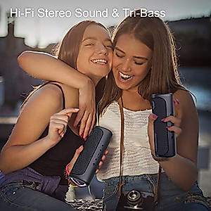 Ortizan Portable Bluetooth Speaker, IPX7 Waterproof Outdoor Wireless Speaker with 24W Loud Stereo Speakers, 30H Playtime, Colorful LED Lights, Dual Pairing, 100ft Bluetooth Range for Home, Travel