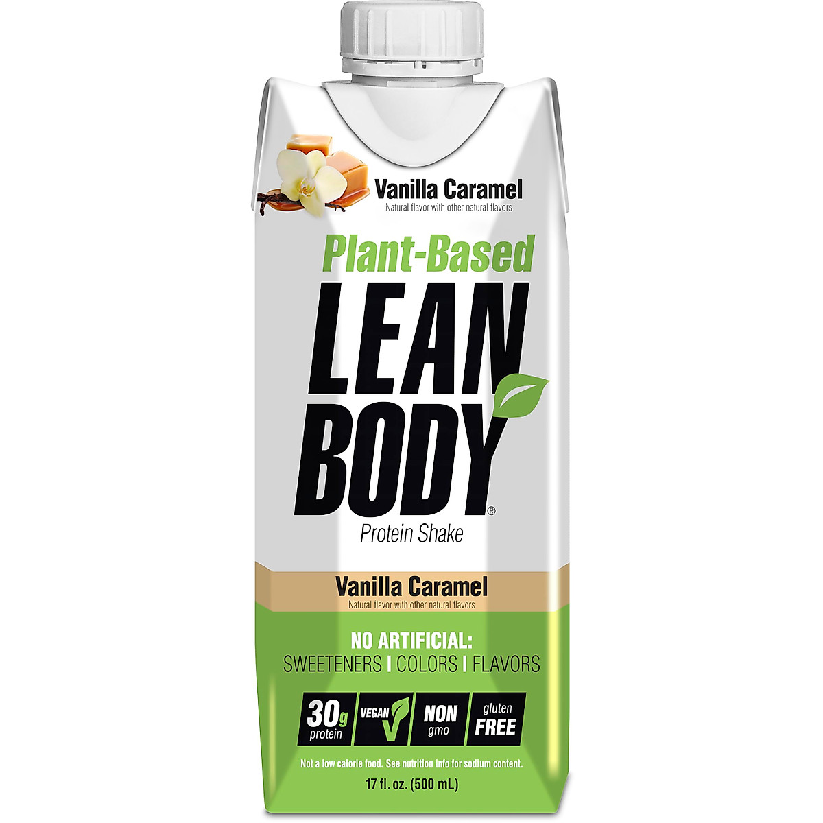 Lean Body Ready-to-Drink, Plant-Based Vegan Vanilla Caramel Protein Shake, 30g Protein, No Artificial Flavors, Sweeteners or Colors, Non GMO, Gluten Free, Premium Pea & Rice Blend (Pack of 12)