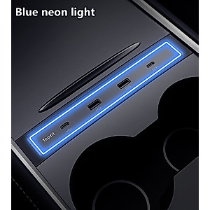 2023-2021 Tesla Model Y Model 3 Docking Station 4 in 1 USB Hub Center Console Adapter Cable Charger Powered Splitter Extension Accessories