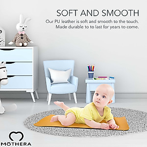 Mothera Vegan Leather Diaper Changing Pad Compact and Wipeable Baby Changing Mat Portable Changing Pad for Baby, 13" x 25"