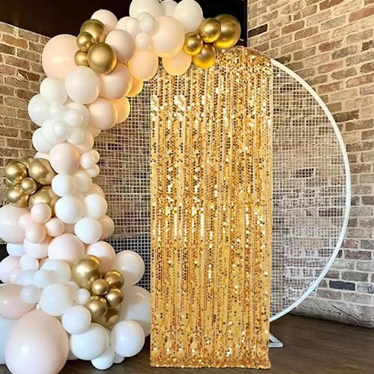 Big Payette Sequin Backdrop 4ftx8ft Gold Shimmer Backdrop Curtains Glitter Fabric Drapes for Birthday Party Baby Shower Decorations