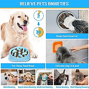 MooonGem 3 PCS Slow Feeder Dog Bowls, Lick Mat for Dogs, Dog Slow Feeder Insert with Strong Suction for Large Medium Small Dogs Cats, Dog Licking Pad, Puzzle Feeding Bowl Mat for Pets