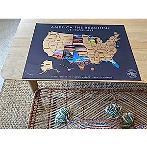America The Beautiful USA Scratch Off Map- Interactive Travel Scratch Off Poster Reveals Beautiful Nature Photography of Each 50 States - Travel Poster - Great Gift for Adventurers (grey)