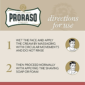 Proraso Pre-Shave Conditioning Cream for Men, Moisturizing and Nourishing for Coarse Beards with Sandalwood Oil, 3.6 oz