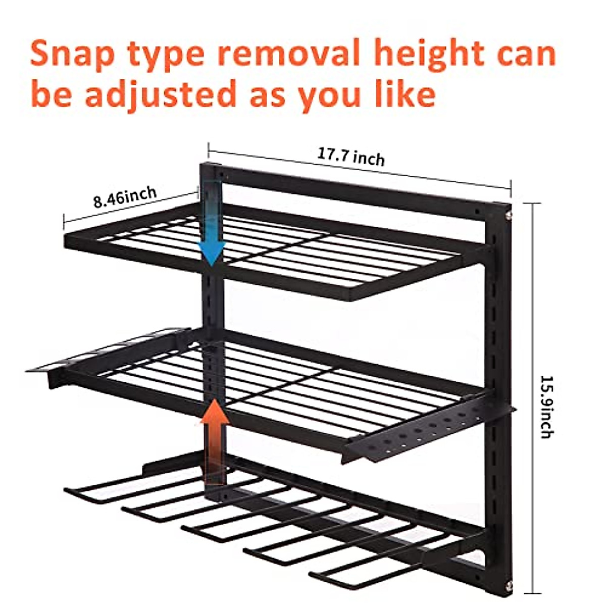 QUKEEO Power Tool Organizer,Power Tool Organizer Wall Mount & Drill Holder Wall Mount Garage Storage Rack,Open design, ideal for hand-held and power tool storage.(Black)