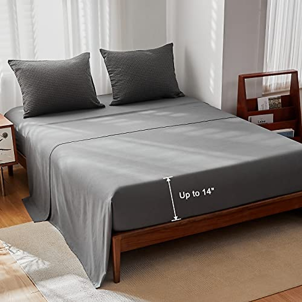 WARMDERN Grey Comforter Set King Size Waffle Weave Lightweight Bedding Comforter Sets Soft Microfiber Down Alternative Comforter 7 Pieces Bed in A Bag All Season(Gray, King)