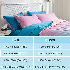 inron Rainbow Kids Comforter Sets for Teen Girls, Bed in a Bag, Ultra Soft Microfiber Comforter and Sheet Sets, All Season Bedding Set (Rainbow, Twin)