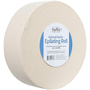 ForPro Premium Natural Muslin Epilating Roll for Body and Facial Hair Removal, Tear-Resistant, Lint-Free, 2.5” W x 100 Yards, Natural