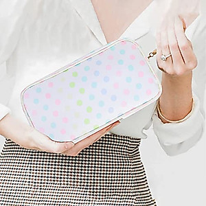MONOBLANKS Nylon Small Makeup Pouch Bag Cute Travel Cosmetic Bag for Women (Polka Dot)