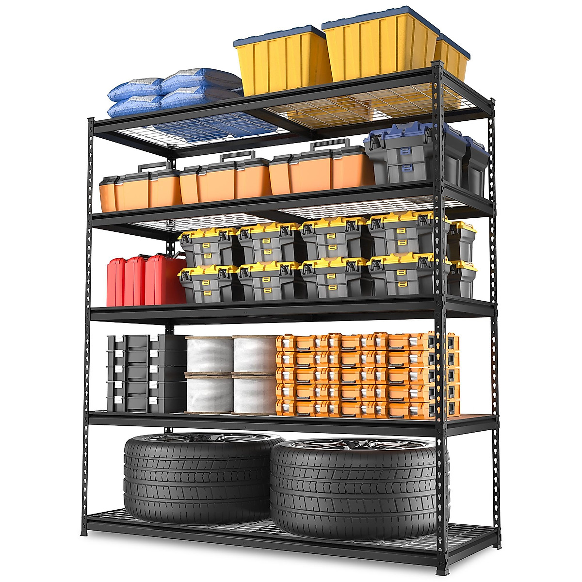 WORKPRO 5-Tier Heavy Duty Metal Shelving Unit, 48”W x 24”D x 72”H, Adjustable Storage Rack, 4000 lbs Total Load Capacity, Ideal for Garage, Basement, Warehouse, Workshop