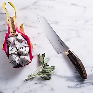 Messermeister Kawashima 6” Utility Knife - SG2 Powdered Steel, Eco-Brass Bolster & Walnut Pakkawood Handle - Made in Seki, Japan