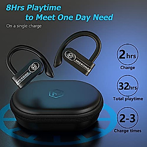 MOVONE True Wireless Earbuds Sport Bluetooth Headphones with Wireless Charging Case Premium Deep Bass Earphones Over Ear Hooks 32hrs Playtime in Ear with Built in Mic Headset USB C for Workout Running