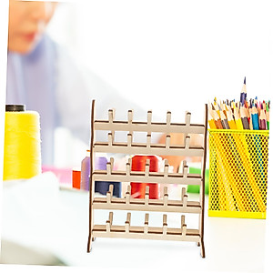 EXCEART Spool Stand Display Shelves Display Shelf Spool Holder Storage Stand for Spool Thread Holders for Spools of Thread Desktop Thread Holder Wooden Sewing Thread Line Regiment