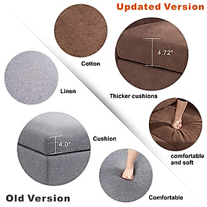 Walsunny Convertible Sectional Sofa for Small Space L-Shaped Couch with Modern Linen Fabric (Brown)