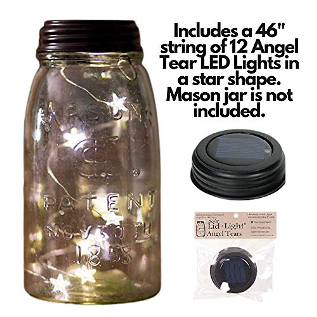 CTW Home Collction Angel Tears 46" Solar LED Star Light String LID for Regular Mason JAR