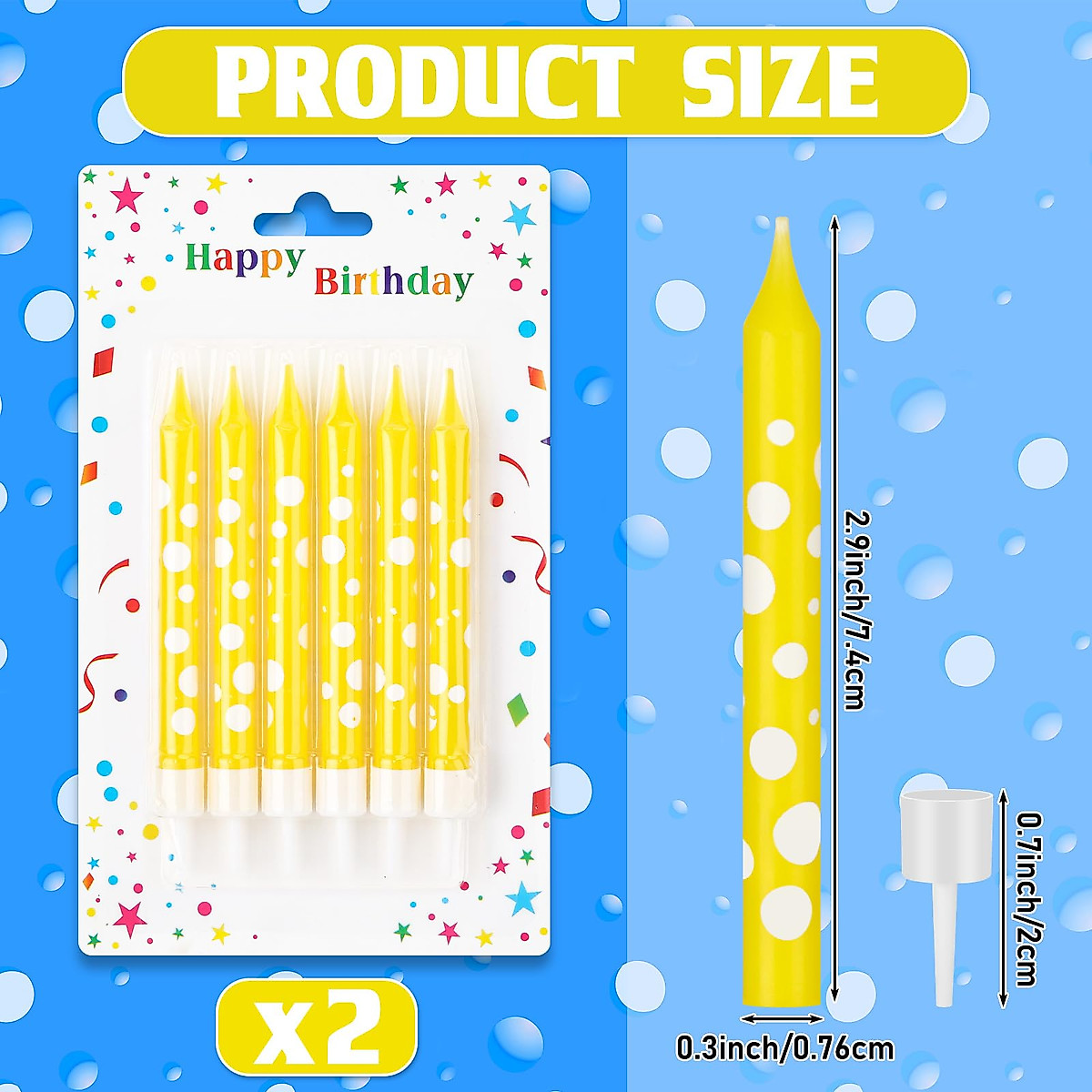 Teenyyou 12 Pcs Sponge Birthday Candles for Cake Sponge Birthday Decorations Cupcake Toppers Yellow Party Candles for Sponge Themed Birthday Decorations Supplies