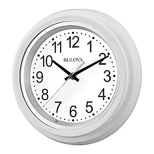 Bulova C4865 Night Vision Lighted Dial Wall Clock, 10", White