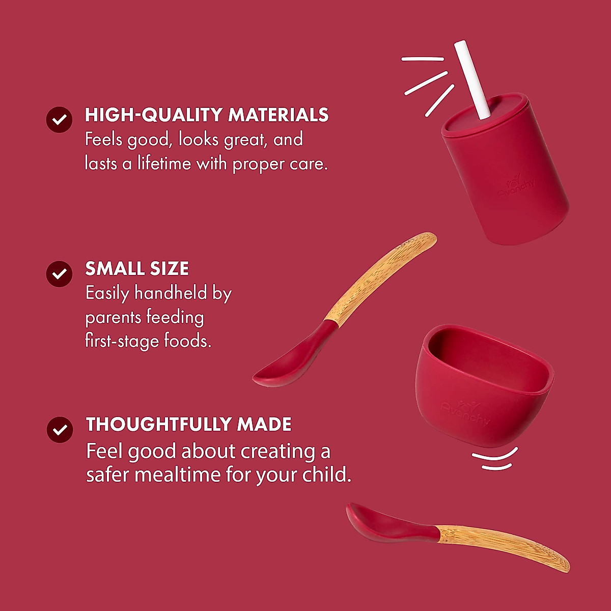 Avanchy Silicone La Petite Essential Collections Gift Set Black - Includes Mini Silicone Bowl, Silicone Cup, and Bamboo Baby and Infant Spoons - Baby Food Set - Baby Shower Gifts