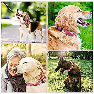 TIESOME Adjustable Soft Dog Collar, Bohemia Floral Multicolor Cute Patterns for Small Medium Large Pet Puppy Walking Running Training (Red M)