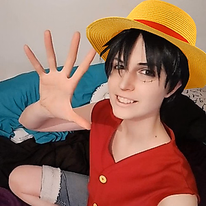 Straw Hat Cosplay Accessory Anime Sun Beach Hats for Halloween Party Travel Performance Costume Yellow