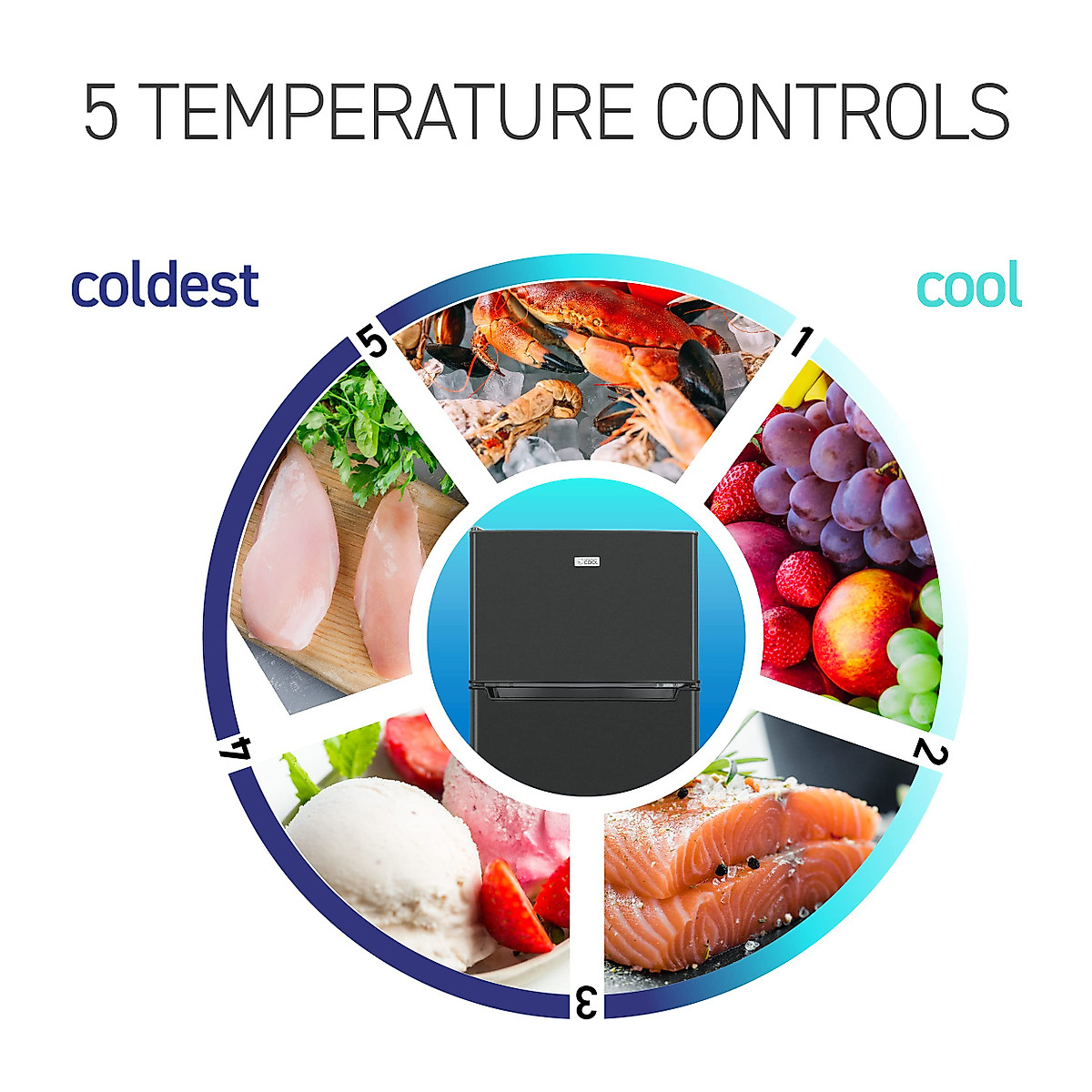 Commercial Cool CCR77LBB 7.7 Cu. Ft Freezer Refrigerator, Black