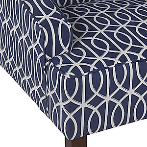 HomePop Velvet Swoop Arm Living-Room-Chairs, Blue Trellis