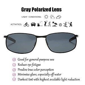 ZHILE Polarized Sunglasses for Men, 8-base Curve Wrap Metal Frame for Fishing Sporting Driving with Sunglasses Case (2 pack (black & blue), 57)