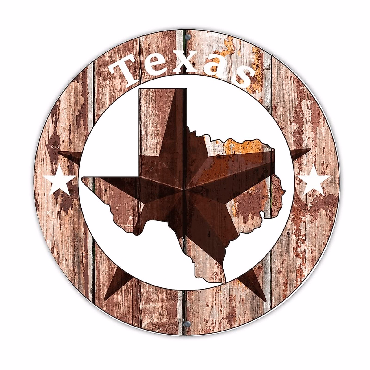 Men Wall Décor Metal Signs Outdoor Texas Lone' Star Home Map Country Gifts Posters Western State Flag Patriotic Farmhouse Tin Signs for Living Room Restaurants Entryway Wall Decor 12x12in Round