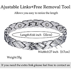 Jecanori Magnetic Bracelets for Women,Crystal Bracelets for Women,316 Stainless Steel Bracelets,Valentines Day Gifts with Sizing Tool