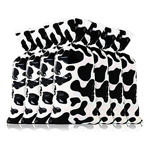 Lecferrarc 100 Pcs Cow Print Treat Bags Cow Cellophane Candy Bags Plastic Goodie Storage Bags Farm Animal Party Favor Bags with Twist Ties for Cow Theme Birthday Party Supplies