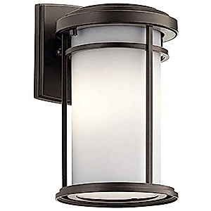 Kichler Toman 10.25" LED Outdoor Wall Light with Satin Etched Glass in Olde Bronze