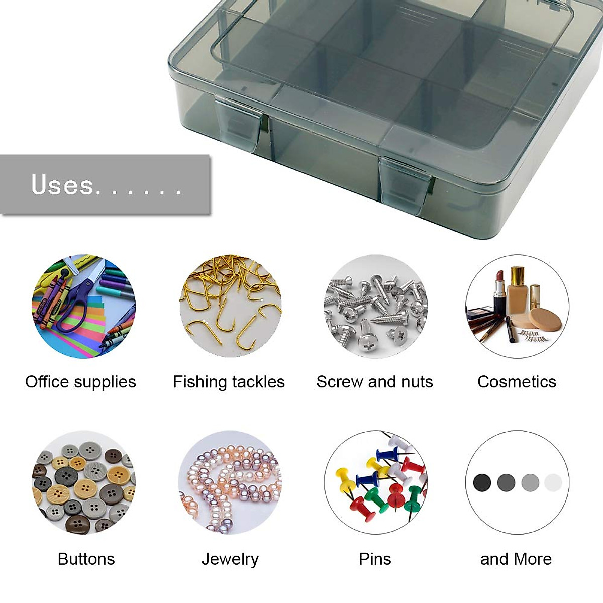Upgrade 9 Grids Plastic Organizer Box with Dividers, Craft Organizer, Plastic Jewelry Organizer Box, Small Parts Container, Box Organizer with Dividers for Beads, Earring, Rings, Buttons and so on…