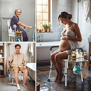 YUOROS Shower Caddy Hanging, 304 Stainless Steel Shower Organizer Rack for Shower Chair Bench for Elderly Seniors Disabled Handicap