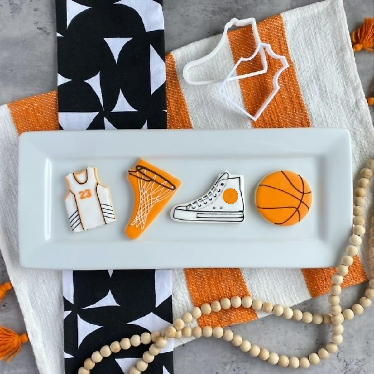 BASKETBALL COOKIE CUTTERS American Sport Basketball Jersey Uniform T-Shirt And High Top Shoe Sneaker Cookie Cutters Made In The USA (2 Pack)