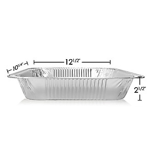 FVLFIL POGEAIR 9x13 Disposable Aluminum Pans with Lids 25-Set,Half-Size 2.4" Deep Foil Steam Baking Pans,Grill Drip Grease Trays,Steam Table Tin Containers for Food Prep & Storage,Catering,Chafing