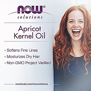 NOW Foods Solutions, Apricot Kernel Oil, Hair Moisturizer, Rejuvenating Skin Oil, Softens Fine Lines, 16-Ounce