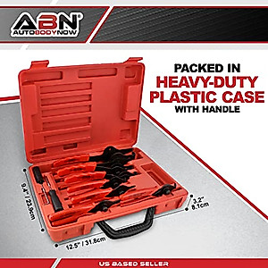 ABN Snap Ring Pliers Set, 11-Piece – .038in - .09in (1-2.3mm) Straight & Bent Retaining Ring Pliers w/Hook & Pick