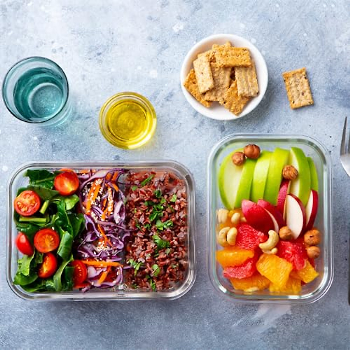 GRZJOPP 3Sets Glass Food Storage Containers with Lids Leakproof Glass Airtight Meal Prep Containers for Kitchen, Microwave, Oven, Frenzer and Dishwasher Safe,Rectangle