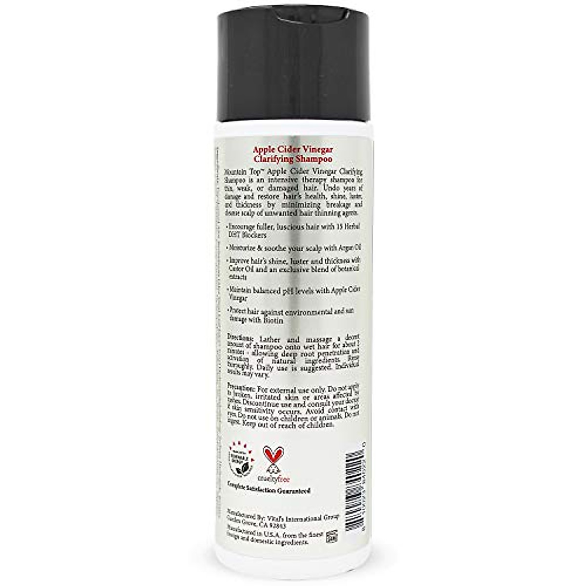 MOUNTAIN TOP Apple Cider Vinegar ACV Shampoo (8 oz / 273 ml) with Biotin, Castor Oil - Clarifying, For Fuller & Thicker Hair - Paraben, Sulfate Free - All Hair Types, Men & Women