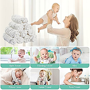 Baby Muslin Soft White Small Washcloths for Newborn Essentials Must Haves Muslin Wash Absorbent Burp Cloths Registry for Your Baby Boy Face Towel And Bath Washcloth Koo-dib 30 Pack Set + Wash Mesh Bag