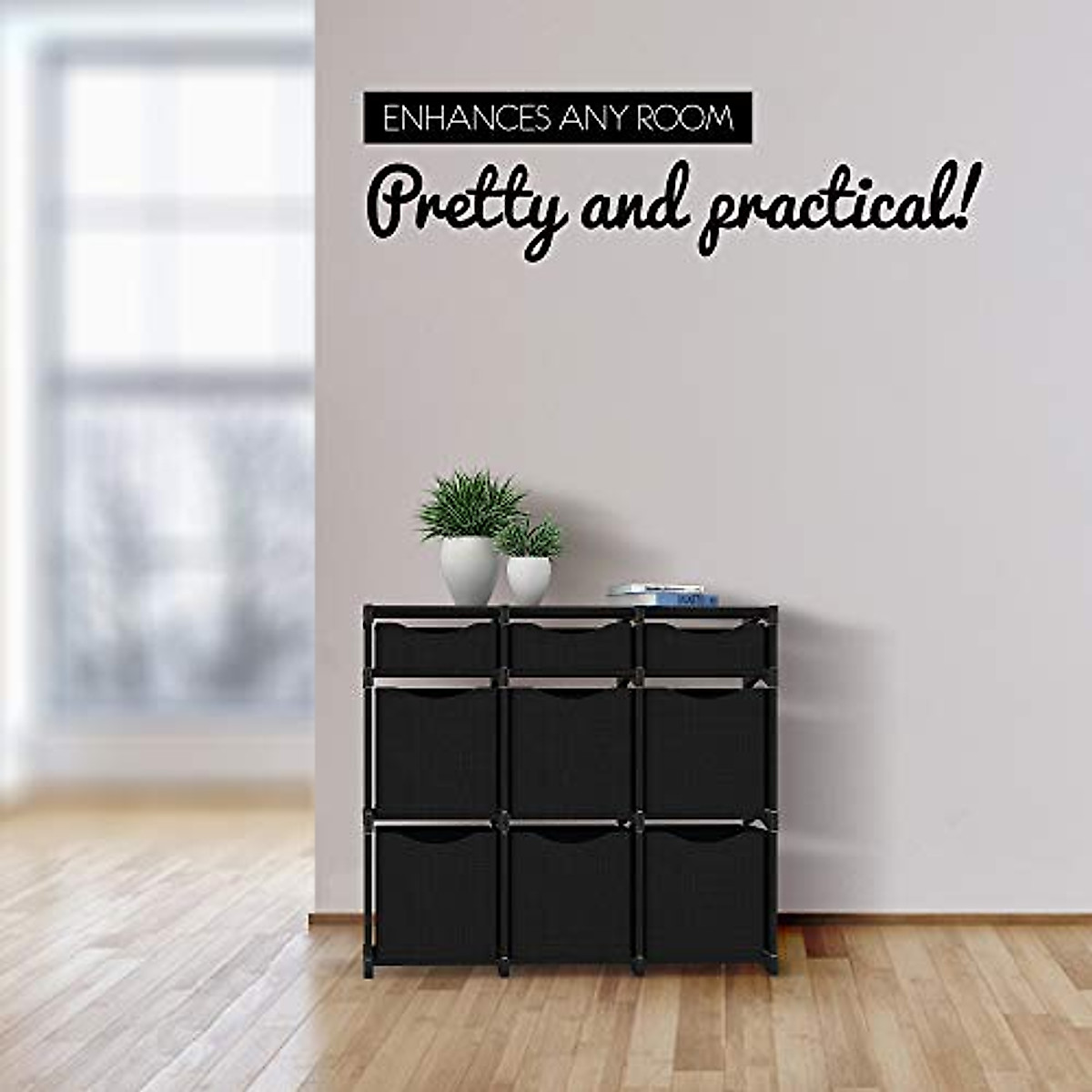 9 Cube Organizer | Set of Storage Cubes Included | DIY Closet Organizer Bins | Cube Organizers and Storage Shelves Unit | Closet Organizer for Bedroom, Playroom, Livingroom, Office, Dorm (Black)