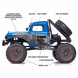 BEEZRC FMS RC Crwaler 1/24 Scale FCX24 Power Wagon RTR 4WD 2.4GHz 3CH Offroad RC Car Model Vehicle Hobby Grade Remote Control Car(Blue)