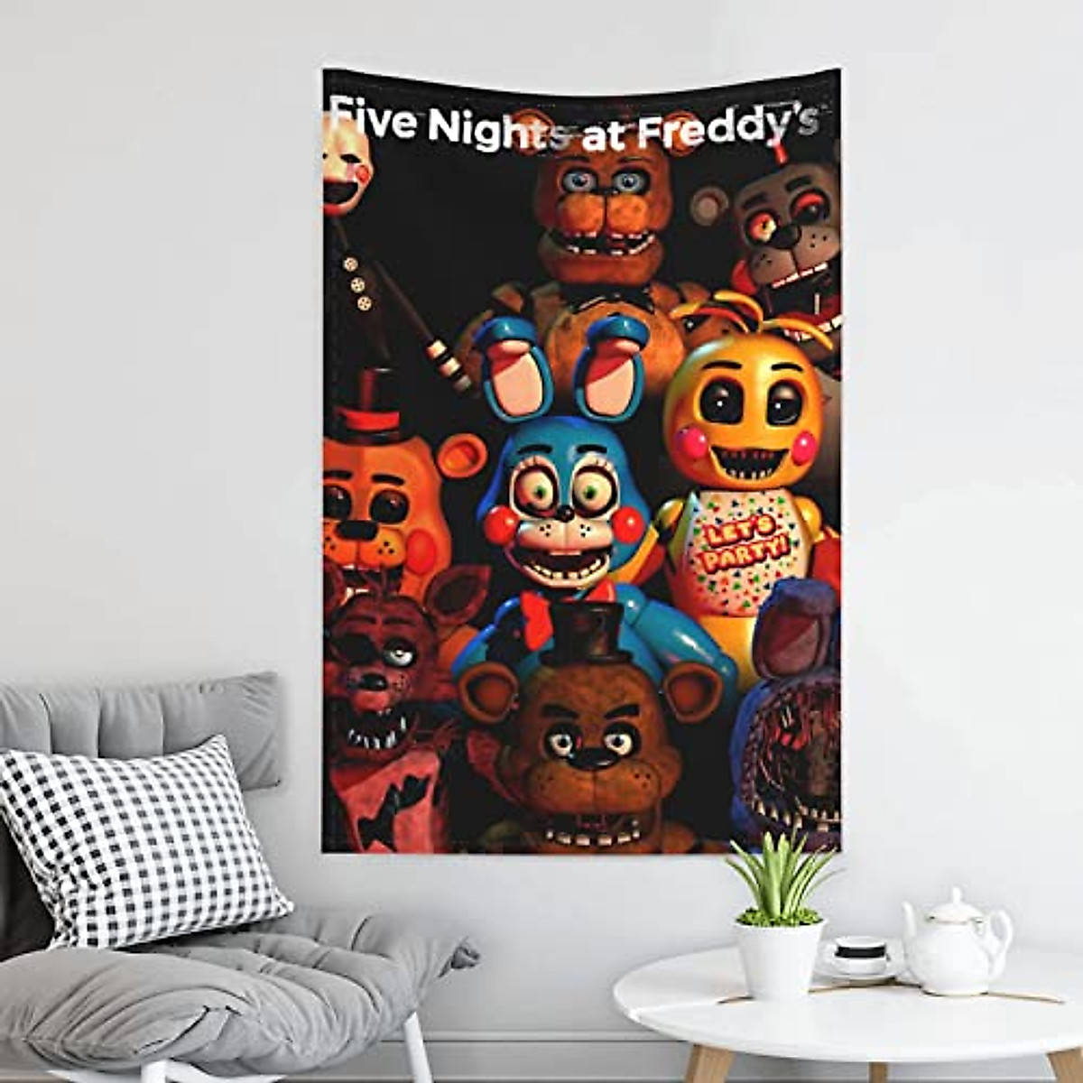 GIMCJOK Five Horror Nights Video At Game Freddy'S Tapestry For Dorm Room,Nature Tapestries Wall Hanging Wall Art Blanket Profession Hanging Blanket Wearable Blanket- Halloween Tapestry 60x40in