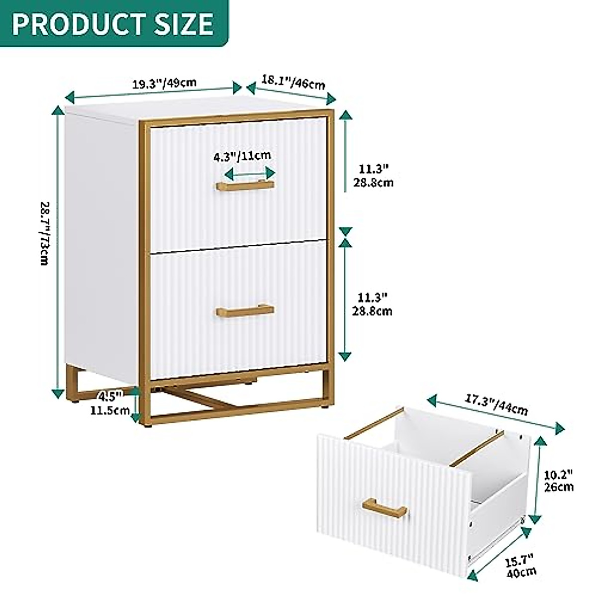 YITAHOME 2 Drawer File Cabinet, Large Lateral Filing Cabinet for Home Office, White