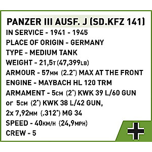 COBI Historical Collection World War II Panzer III Ausf. J Tank