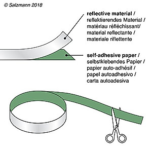 Salzmann Reflective Tape - Universal High Visibility Tape for Backpacks, Helmets, Bikes, Cars, etc. - Made with 3M Scotchlite
