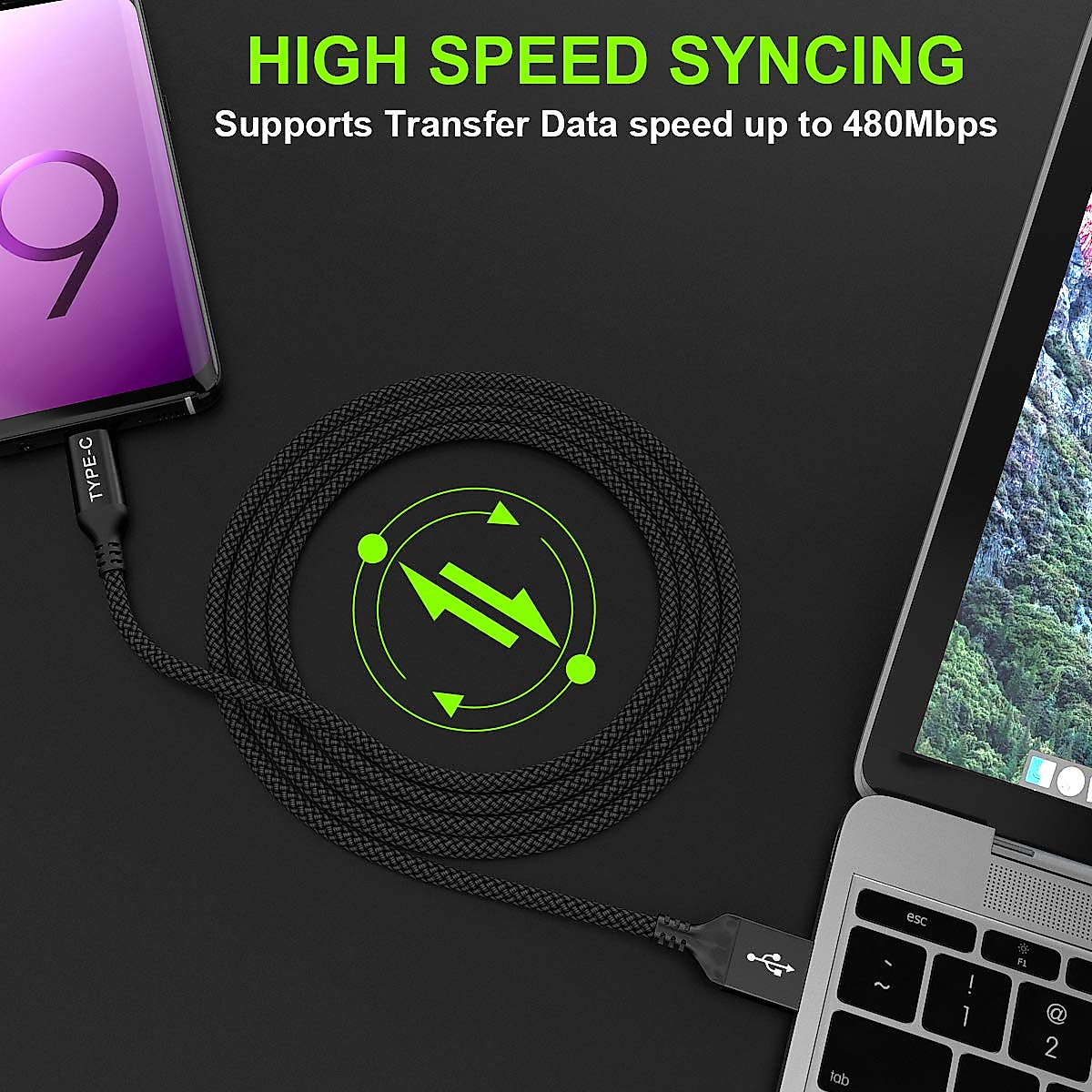 Elebase USB Type C Charger Cable 3 Pack 1.5/3.3/6.6FT,Charging Cord for Samsung Galaxy A02s A03s,A12 A13,A21 A22 A23,A31 A32 A33,A41 A42,A52 A52s A53 A54,A71 A72 A73,Note 10 20,S21 S22 S23 S24