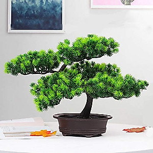 GEZICHTA Artificial Bonsai Tree Potted Plant Ornament Bonsai Simulation Bonsai Green Plant Fake Plant Decoration Potted Artificial House Plants for Desk Home Office Display