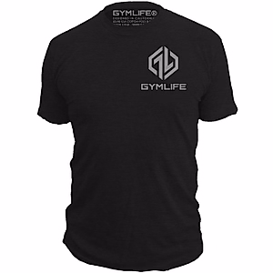 GYM LIFE Men's Power Up Icon Athletic Performance Short Sleeve Workout T-Shirt, Black (X-Large)
